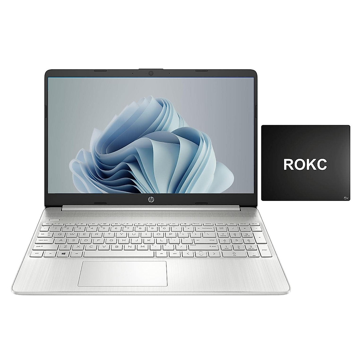HP 2021 15 Laptop, AMD Ryzen 5 5500U(Beat i7-1065G7) 16GB RAM 512GB SSD 15.6 FHD Display, Webcam for Zoom, HDMI, Wi-Fi, Premium Lightweight Thin Design, Win 10 S-Free Windows 11 Update| ROKC Bundle