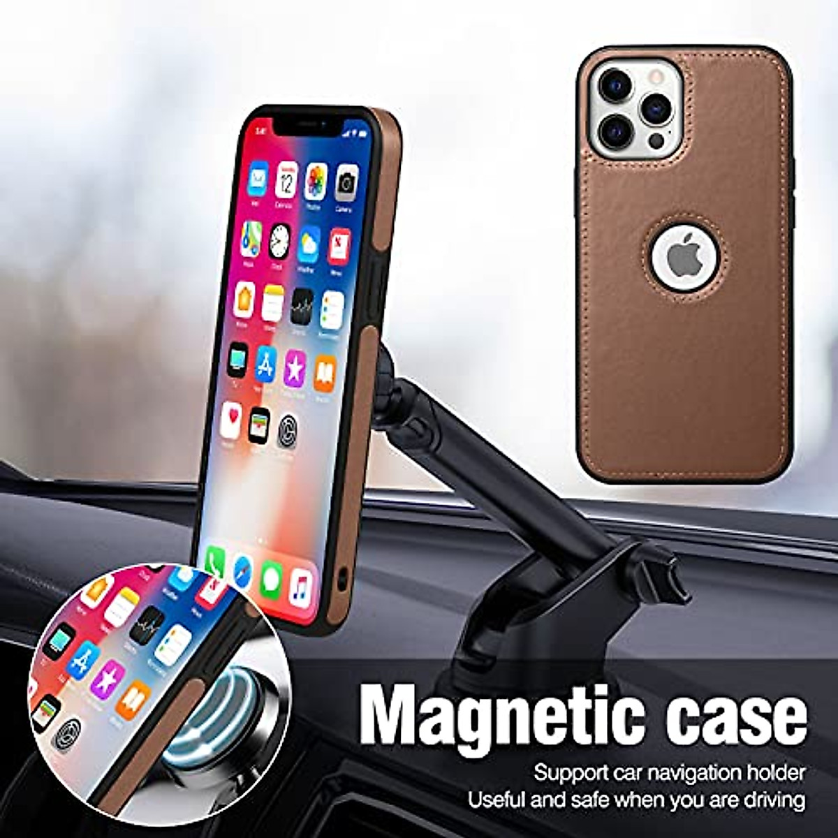 WenBelle Case for iPhone 12 5G/for iPhone 12 Pro 5G (6.1 inch),2-in-1 Magnetic Detachable,TPU Shockproof,Genuine Leather Case Wallet,RFID Blocking Protection,Viewing Stand Flip Cases (Brown 01)