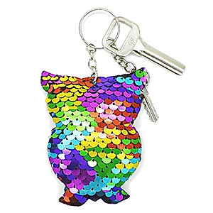 TTSAM 20 Pieces Reversible Mermaid Sequin Keychain Glitter Flip Sequin Keychains Animal Shape Sequin Key Chains Valentine's Day Gift Party Events Gift Birthday Party Supplies (20 Styles)