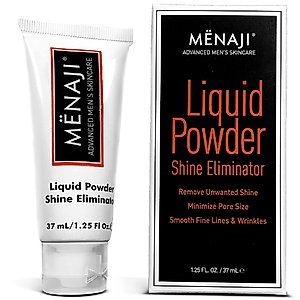 Mënaji Liquid Powder Shine Eliminator | Anti-Shine Powder for Men | Facial Oil Eliminator | Smooths Fine Lines & Wrinkles | 100% Transparent Anti-Shine Liquid Powder | 1.25 FL OZ