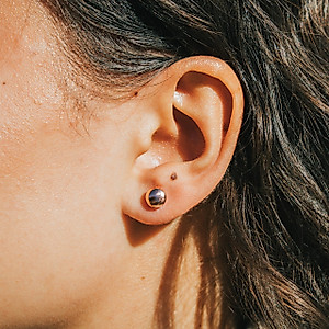 Silver Smile - 14K Solid Yellow Gold Ball Earrings for Women, Light Weight Studs, Attractive Butterfly Back Design, Ideal Gift for Loved Onces, Comes in 3mm/ 4mm/ 5mm/ 6mm/ 7mm/ 8mm