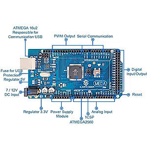 MMOBIEL UNO R3 Board ATmega 2560 New Version with A1602 incl USB Cable Compatible with Arduino IDE Projects RoHS Compliant