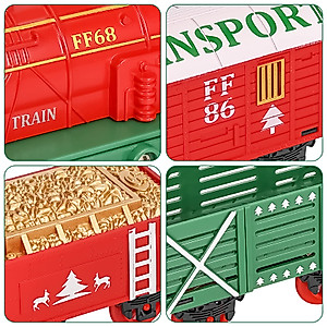 Electric Train Set for Boys Girls, Christmas Train Set with Real Smoke, Sounds & Lights, Classic Toy Train with Steam Locomotive Engine, 3 Train Cars and 10 Tracks