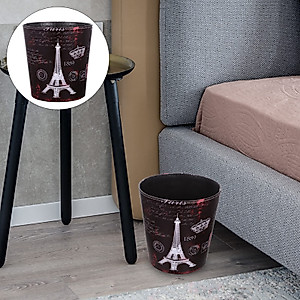 HANABASS Garbage Cans Eiffel Tower Waste Basket Kitchen Compost Bin European Style Waste Container PU Leather Trash Bin Garbage Can Storage Bucket Garbage Bin Waste Paper Basket Kitchen Compost Bin