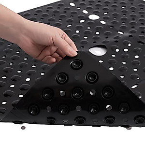 ENKOSI Large Square Shower Mat Non Slip - Non Slip Shower Mats - Bathroom Shower Mat - Black Shower Mat - No Slip Shower Mats - Shower Floor Mat - Shower Mats for Showers Anti Slip (Black 27x27)