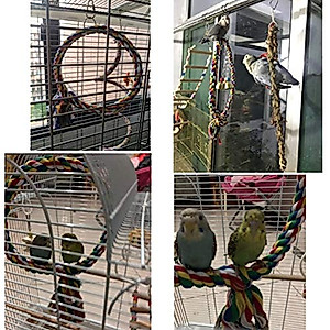 Bird Rope Swing Colorful Perch Climbing Toy for Parrots Budgie Parakeet Cockatiel Cockatoo Conure (A: Swing Ring Toy-S)