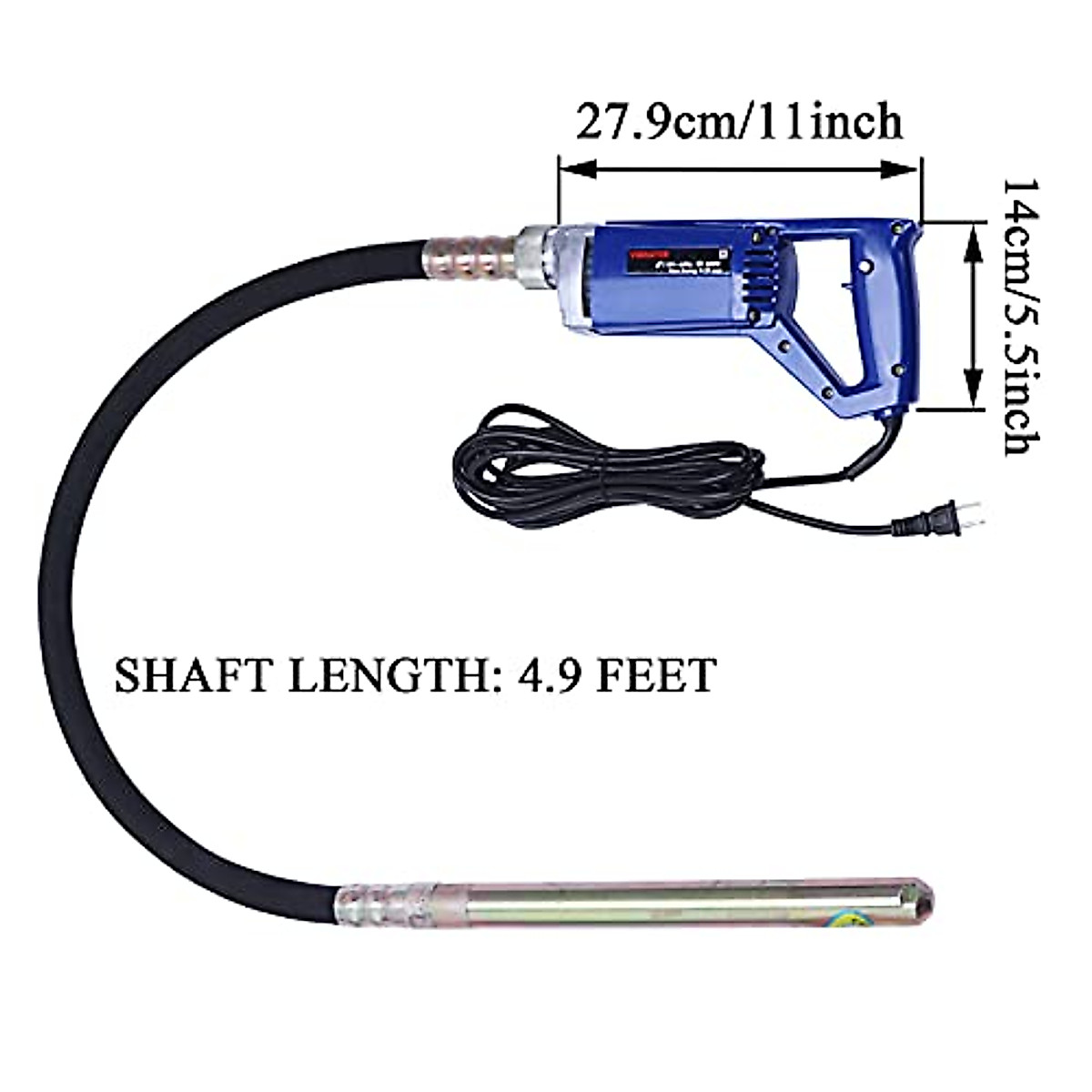Bizoepro Hand Held Power Concrete Vibrators 13000 VPM Electric Concrete Vibrator 800W 3/4 HP Handheld Construction Portable Pencil Concrete Vibrabrater