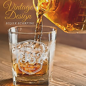 Onebttl 65th Birthday Gifts for Men, Made in 1957, Funny 65 Years Old Bday Gifts for Grandpa, Dad, Uncle, Husband from Grandchild, Son, Daughter, Whiskey Glass, Old Fashioned Glass, Rocks Glass