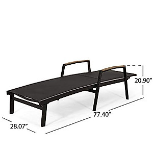 Christopher Knight Home Teresa Outdoor Aluminum Chaise Lounge with Mesh Seating (Set of 2), Black