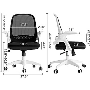 Hbada Home Office Chair Work Desk Chair Comfort Ergonomic Swivel Computer Chair with Flip-up Arms and Adjustable Height, White