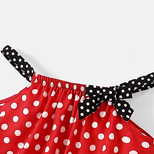 Disney Mickey and Friends Summer Dress for Girls Polka Dots Pattern Bow Slip Toddler Dress, Red, 4-5 Years