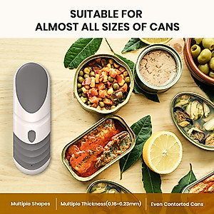 miadore Electric Can Opener for Kitchen,Rechargeable Automatic Can Opener with Removable Tilted Blade,One-Touch Operation, Smooth Edge,Built-In Magnet,Power Warning-Elegant Grey