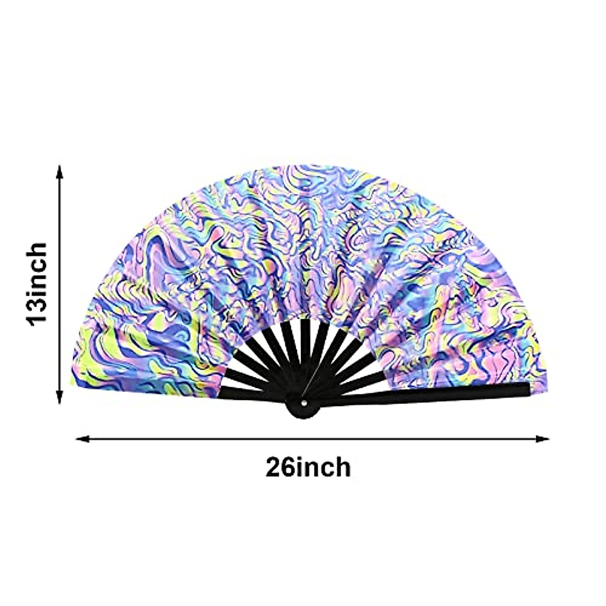 JYSILIYH Hand Fans for Women Foldable,Large Folding Hand Rave Fan,Folding Hand Fan,Folding Fan,Hand Fans,Pride Fan,Bamboo and Nylon-Cloth Folding Hand Fan,Folding Fan Dance Fan for Women Men (Waves)