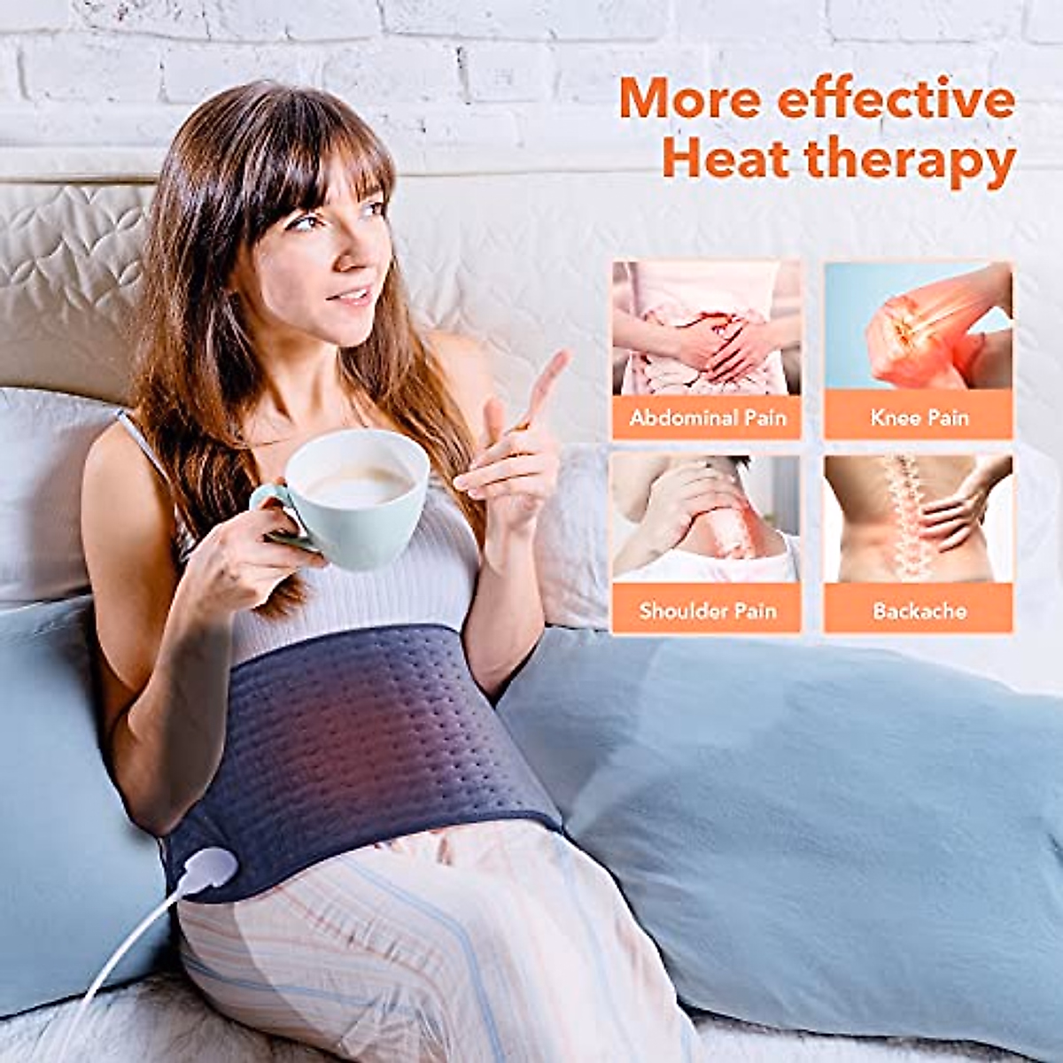 Heating Pad, Toberto Electric Heating pad for Back Pain Relief Muscle Cramps Ultra Soft 12"x24" Large Heated Pad with 6 Heat Settings 4 Timer Auto Shut Off Navy Blue