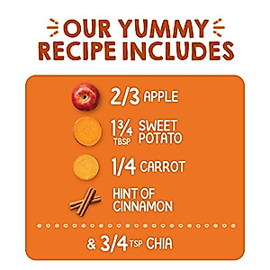 HAPPYTOT Organics Super Foods Stage 4, Apples, Sweet Potatoes, Carrots & Cinnamon + Super Chia, 4.22 Ounce Pouch (Pack of 16)