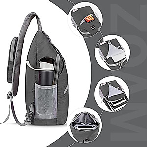 ZOMAKE Sling Bag for Women Men:Small Crossbody Sling Backpack - Mini Water Resistant Shoulder Bag Anti Thief Chest Bag Daypack for Travel Hiking Outdoor Sports,Black(stripe)