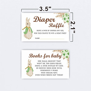 JCVUK Set of 25 Baby Shower Invitations with Envelopes, Diaper Raffle Tickets and Baby Shower Book Request Cards,Green Boho Bunny Theme Babyshower Party For Boys or Girls(YQKTZ-B06)