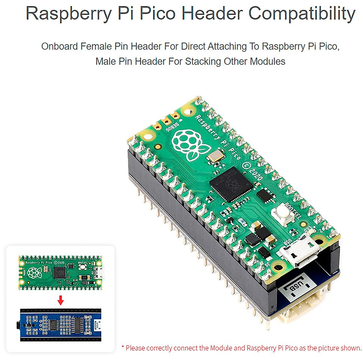 Bicool Audio Expansion Module for Raspberry Pi Pico, PCM5101A Low Power Stereo Decoder,8~384000Hz Sampling Rate, Dual Channels Speaker Headers,Using I2S Bus,HeadphoneSpeaker Output Concurrently
