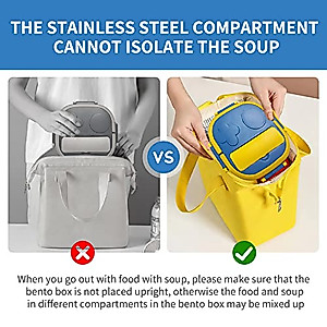 AQEENURA Small Bento Lunch box for kids Toddlers 2-7 ages,loncheras para nios,lunch containers for girls boys lunch box for school 500ML 3 Compartment with Spoon Stainless Steel Durable (Blue)