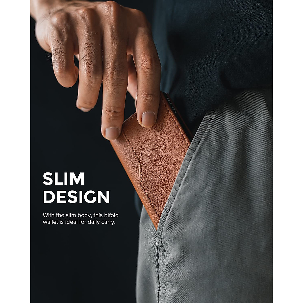 VULKIT Card Holder Wallet for Mens with ID Windows RFID Blocking Pop Up Wallet Slim Leather Wallet Holds Up to 12 Cards Men's Card Case, Brown