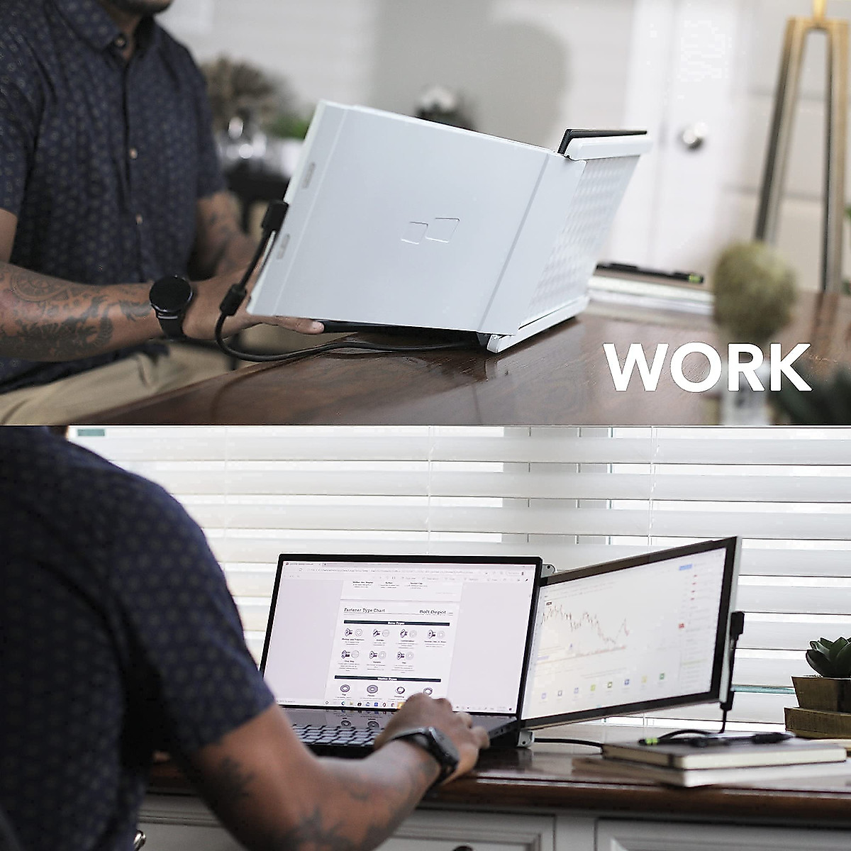 Duex Portable Monitor -Mobile Pixels Lite Laptop Monitor with 12.5" Full HD 1920x1080p IPS Display,USBC Monitor Extender,Plug and Play,Any Laptops Compatible (1x Grey and 1x White)