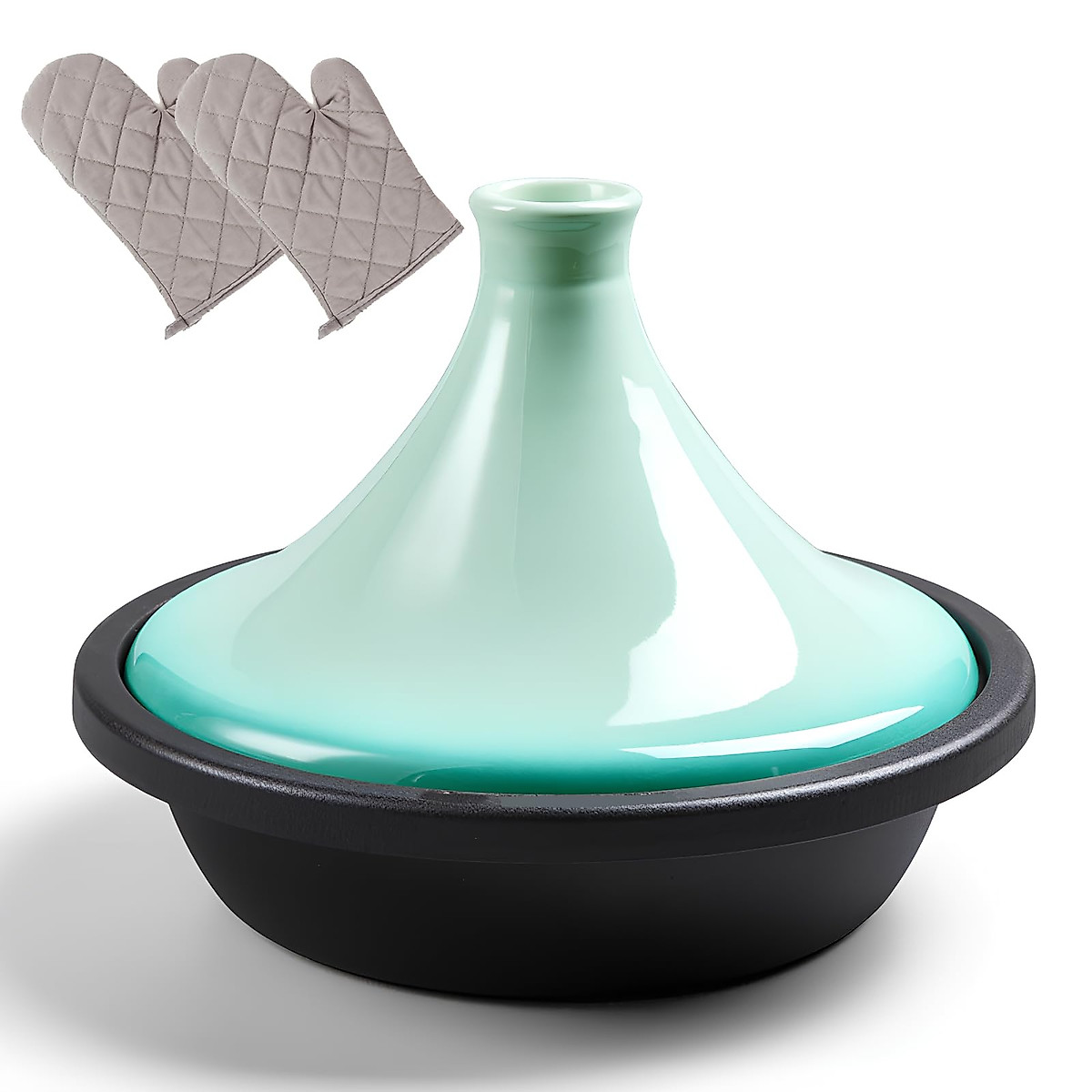 Xgxoz Tagine Pot for Cooking 27Cm Enameled Cast Iron Tagine Pot Ceramic Pots for Cooking, Non Stick Chemical Free Stew Casserole Slow Cooker