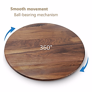 MAGIGO 27 Inches Black Walnut Wood Lazy Susan Organizer, Solid Wooden Round Turntable, Rotating Tray for Table Top/Counter Top