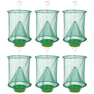 Ranch Fly Trap with Bait Tray, Reusable Fly Traps Fly Catcher Cage for Indoor or Outdoor Family Farms, Park, Restaurants (6 Pack) 01