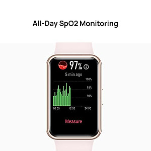 HUAWEI Watch Fit New Smartwatch, 1.64" Vivid AMOLED Display, 97 Workout Modes, 24/7 Heart Rate Monitoring, 10-Day Battery Life, Quick-Workout Demos, All-Day SpO2 Monitoring, Isle Blue