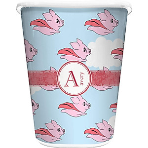 RNK Shops Personalized Flying Pigs Waste Basket - Double Sided (White)