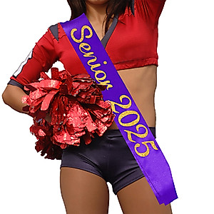 Purple Senior 2025 Satin Sash - 2025 Graduation Sash - Finally Graduated - Senior Cheer Sash - Cheerleader Sash - Competition Sash