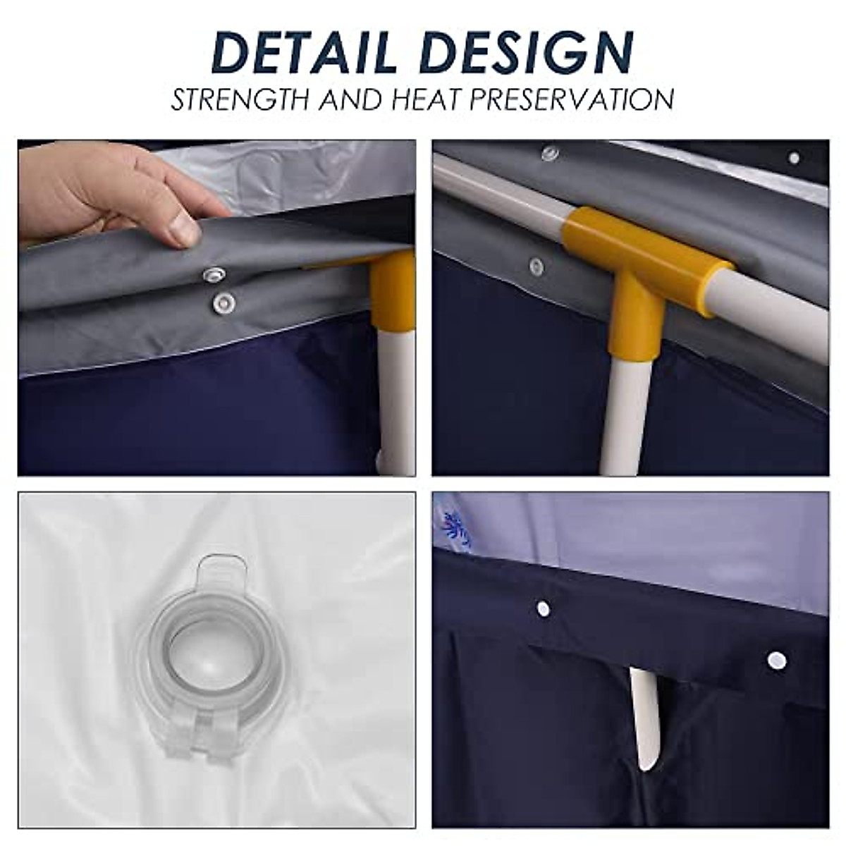 MATHOWAL Portable Bathtub, Foldable Bathtub for Adults, with Water Filling Cushion and Backrest, Suitable Hot Bath Ice (Dark Blue)