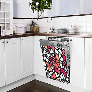 Dishwasher Magnet Cover Abstract Modern Stained Glass Magnetic Refrigerator Stickers Decorative Appliance Cover Fridge Panels Metal Door Garage 23x26in