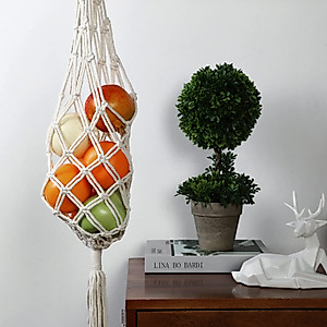 Geiserailie 2 Pieces Hanging Fruit Basket Macrame Hanging Basket Vegetable Breathable Storage decor for Potato Onion and Fruit Storage Boho Decor for Kitchen