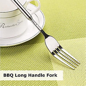 Stainless Steel Dinner Fork,BBQ Telescopic Extendable Dinner Fruit Dessert Long Handle Fork Stainless Steel Cutlery,anti rust,sturdy and durable