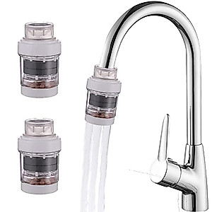 2 Pack Faucet Water Filter, Faucet Mount Filters Purifier Kitchen Tap Filtration Activated Carbon Removes Chlorine Fluoride Heavy Metals Hard Water for Home Kitchen Bathroom(White)