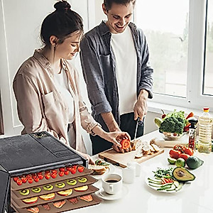 6Pcs Silicone Dehydrator Mats with Edge for 14" x 14" Trays Compatible with Excalibur Dehydrator, - Nonstick Silicone Drye Sheets Multi-purpose Reusable for Jerky, Fruit, Meat, Herbs, Vegetables, Cracker…