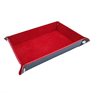 1 Piece Dice Holder Dice Pad Dice Rolling Tray PU Leather Dice Tray Rectangle Folding Dice Tray for Dice Gaming and Other Table Games, Red