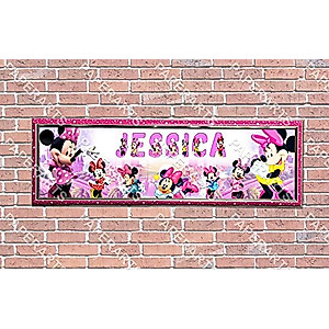Minnie Mouse #2 - Personalized Birthday Name Poster with Custom Name On it, Border Mat and Frame Options