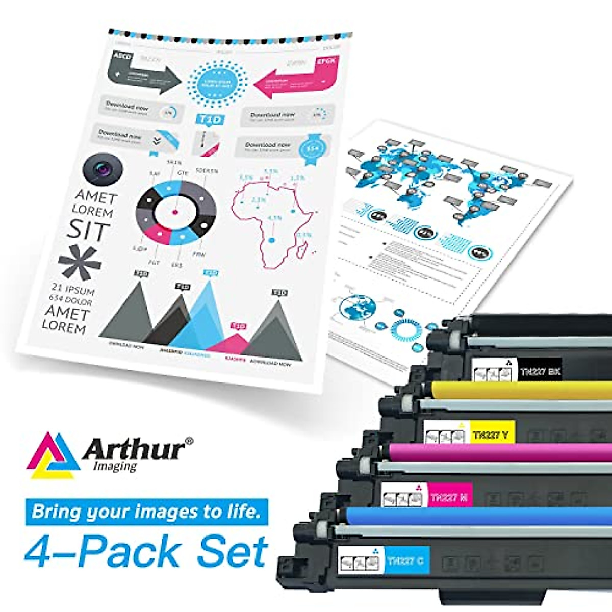 Arthur Imaging with CHIP Compatible Toner Cartridge Replacement for Brother TN227 TN227bk TN 227 TN223 use with HL-L3210CW HL-L3230CDW HL-L3270CDW HL-L3290CDW MFC-L3710CW MFC-L3750CDW L3770CDW 4 Pack