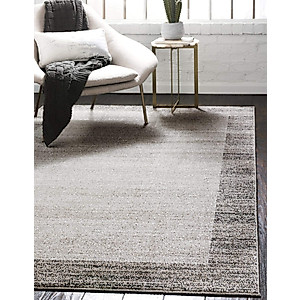 Unique Loom Del Mar Collection Area Rug - Abigail (9' x 12' Rectangle, Light Gray/ Black)