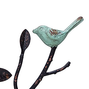 SOFFEE DESIGN Vintage Wall-Mounted Coat Rack with 3 Hooks, Birds Standing on Tree Branch with Rustic Paint Heavy Duty Wall Hanging Key Holder, Farmhouse Coat Hooks for Towels, Hats, Scarves