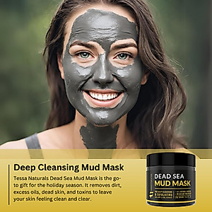 TN TESSA NATURALS Dead Sea Mud Mask - Enhanced with Collagen - Reduces Blackheads, Pores, Acne, & Oily Skin - Visibly Healthier Face & Body Complexion - All Natural Anti-Aging Formula for Women & Men