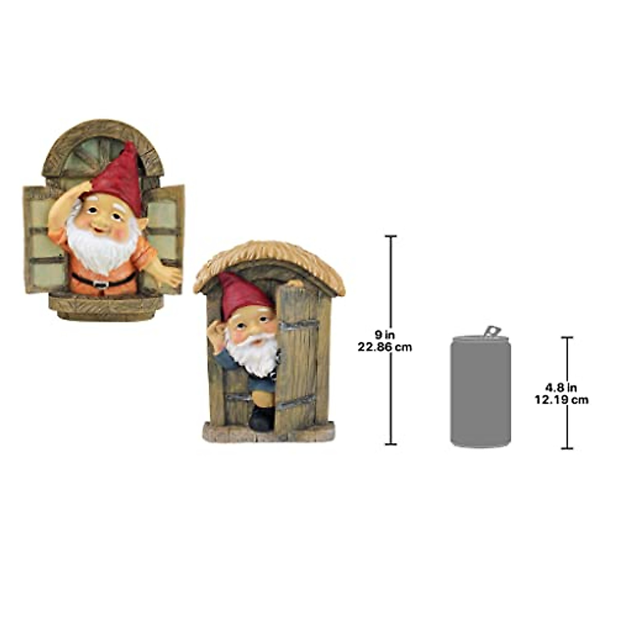 Design Toscano QL94281 Knothole Welcome Gnomes Garden Tree Sculptures, full color