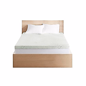 Clean Spaces 3 Inch Green Tea Infused Memory Foam Pad Mattress Topper with Removable & Machine- Washable Rayon (from Bamboo) Cooling -Cover, Luxurious All Season Enhanced -Bed Support, Twin Green