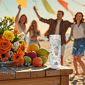 Lilsofee 6 Pack 20 OZ Sublimation Blank Tumblers Bulk Stainless Steels Double Vacuum Bluetooth Speaker Music Insulated Tumbler with Lid and Straw Metal Cup White