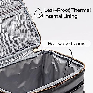 Ella James Insulated Faux Leather Lunch Bag Women Stylish Vegan Lunch Tote, Soft Cooler Bag, Cute Adult Lunchbox for Women, Elegant Fashionable Designer Lunch Bags for Women for Work