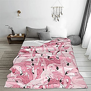 Pink Flamingo Throw Blanket Cozy Plush Flannel Fleece Soft Bed Blankets for Sofa Couch Bedroom 60"X50"