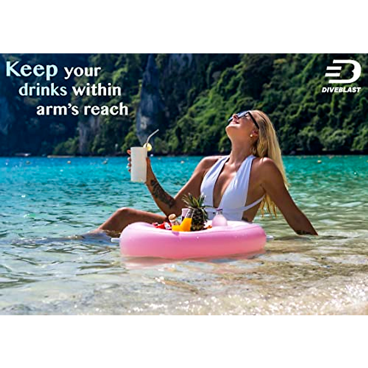 DIVEBLAST: Premium Floating Drink Holder for Pool, Hot Tub Accessories for Adults - Pool Drink Holder Floats, Swimming Pool Accessories for Adults, Drink Floaties for Pool, Pool Drink Floats