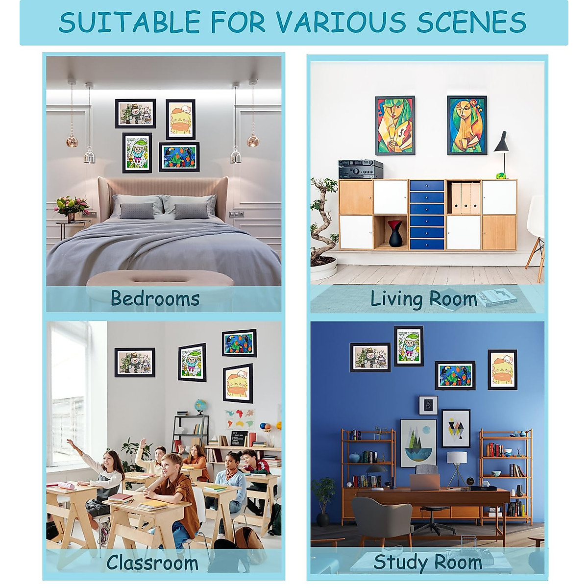 Eeyaniy Kids Artwork Frames Changeable 2-Pack, Front Opening Holds 150 Pcs, kids Art Frames With Mat, Picture Frame 8.5×11in for Display Kids Art Work,Drawing,Photos,Crafts,Hanging Art,Portfolio